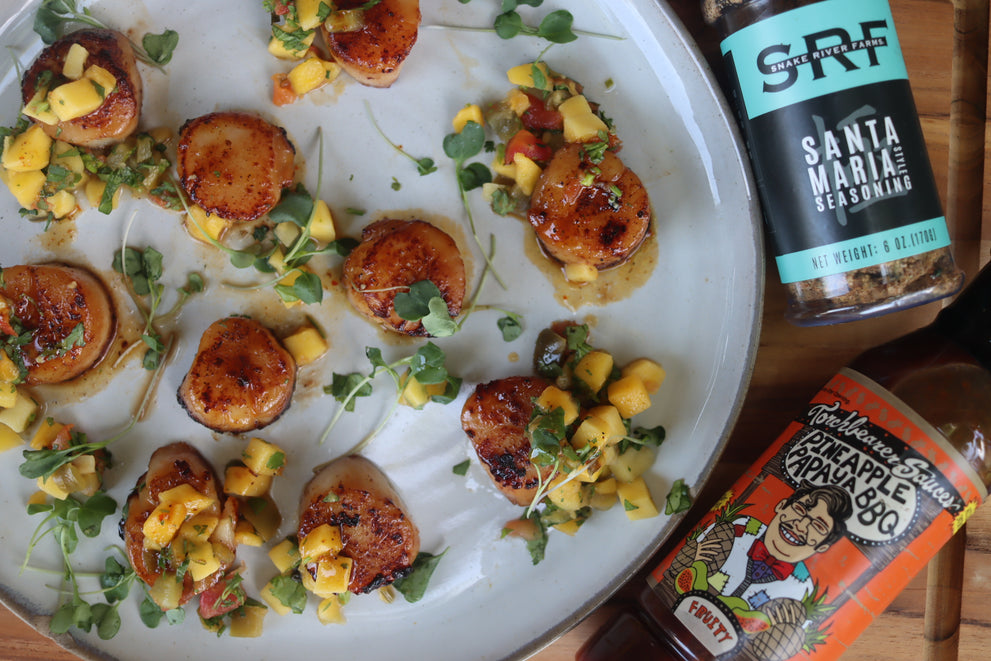 Seared Scallops with Grilled Mango Salsa Recipe | Grill Masters Club