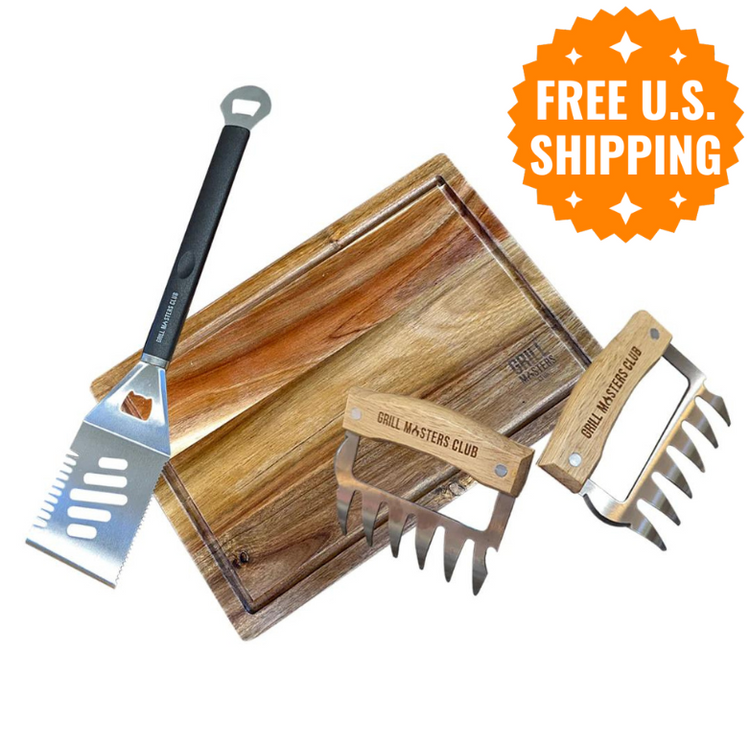 Grill Masters BBQ Super Bundle: Cutting Board, Meat Claws & Spatula ...