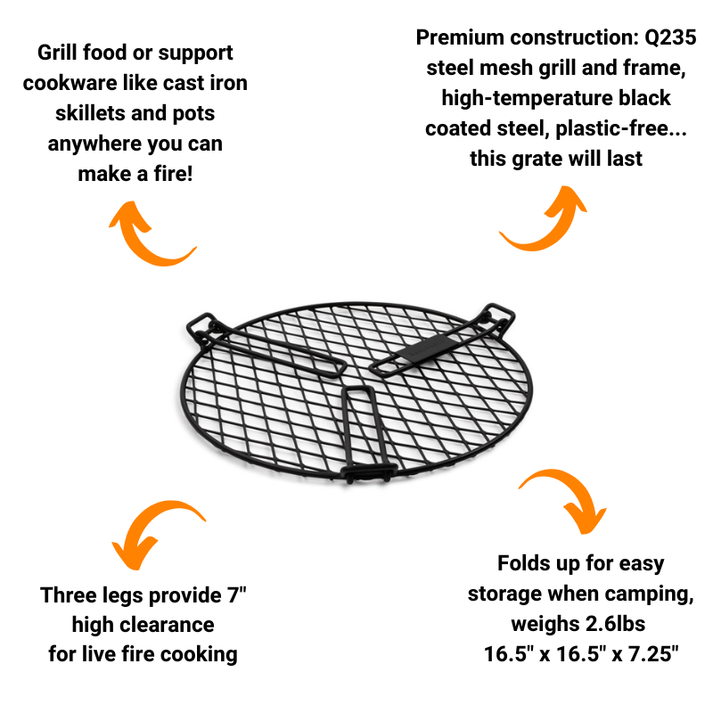 Barebones Heavy Duty Open Fire Grill Grate – Portable Steel BBQ Grate ...